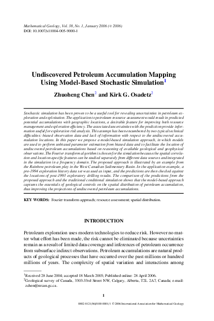 (PDF) Undiscovered Petroleum Accumulation Mapping Using Model-Based Stochastic Simulation