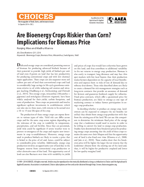 (PDF) The magazine of food, farm, and resource issues Are Bioenergy ...