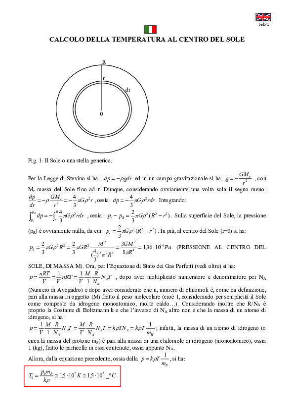 (PDF) CALCULATION OF THE TEMPERATURE AT THE CENTRE OF THE SUN-ITA+ENG ...