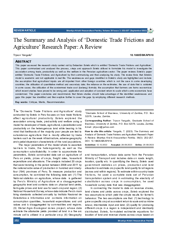 (PDF) The Summary and Analysis of 'Domestic Trade Frictions and ...