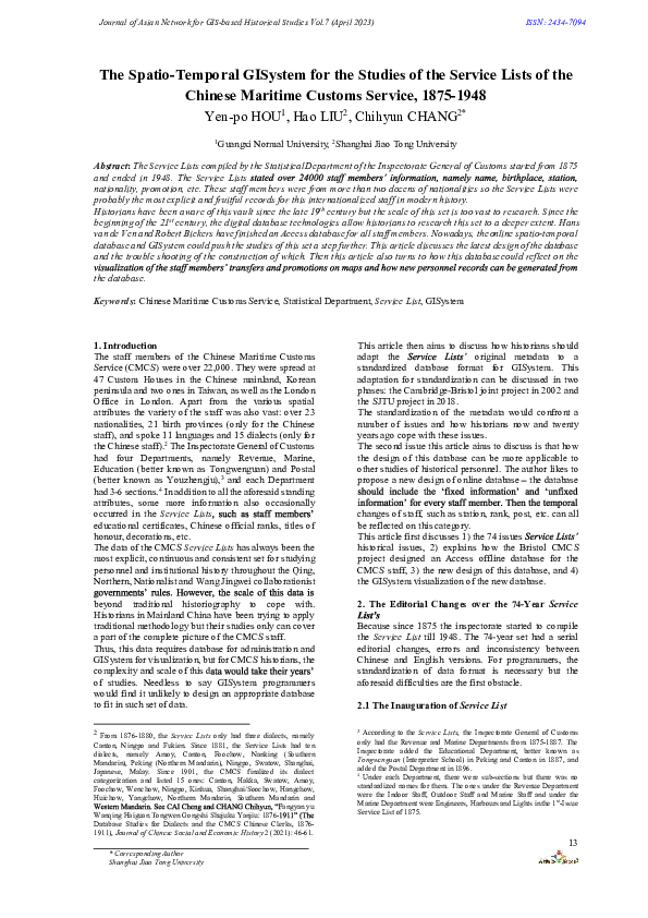 (PDF) The Spatio-Temporal GISystem for the Studies of the Service Lists ...