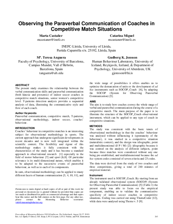 (PDF) Observing the paraverbal communication of coaches in competitive ...
