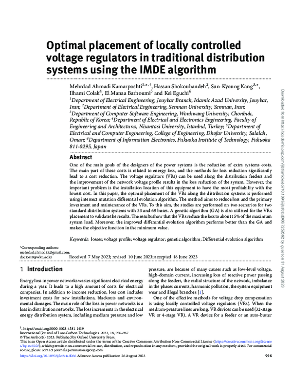 (PDF) Optimal placement of locally controlled voltage regulators in traditional distribution ...
