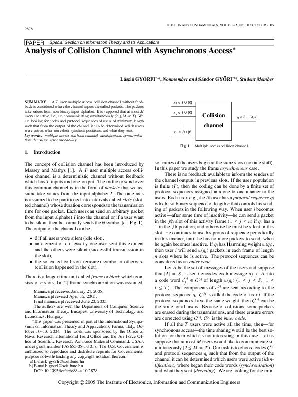 (PDF) Analysis of Collision Channel with Asynchronous Access