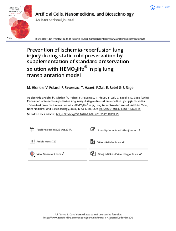 (PDF) Prevention of ischemia-reperfusion lung injury during static cold ...