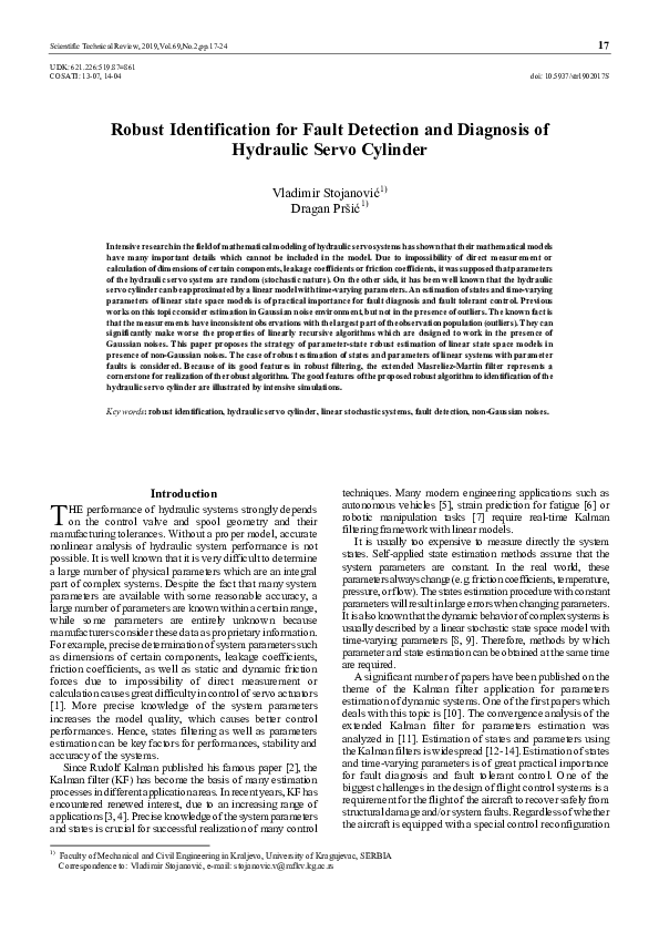 (PDF) Robust identification for fault detection and diagnosis of hydraulic servo cylinder