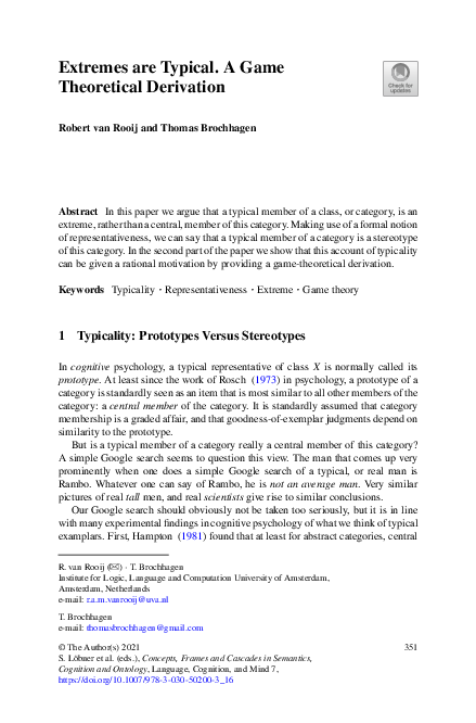 (PDF) Extremes are Typical. A Game Theoretical Derivation (PDF) Extremes are Typical. A Game Theoretical Derivation