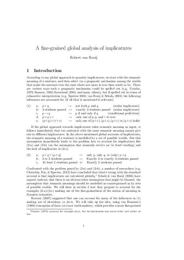 (PDF) A Fine-Grained Global Analysis of Implicatures | Robert van Rooij - Academia.edu