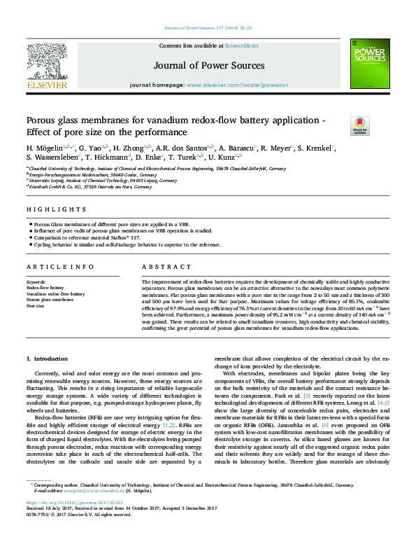 (PDF) Porous glass membranes for vanadium redox-flow battery ...