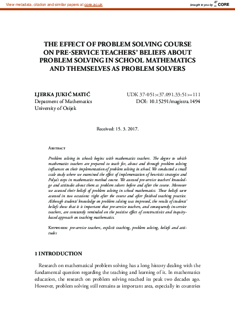 (PDF) The Effect of Problem Solving Course on Pre-Service Teachers ...
