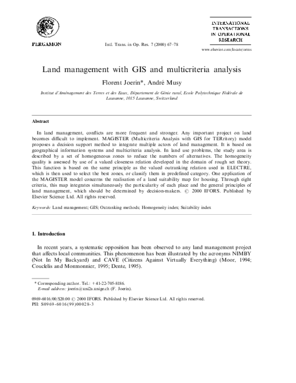 (PDF) Land management with GIS and multicriteria analysis