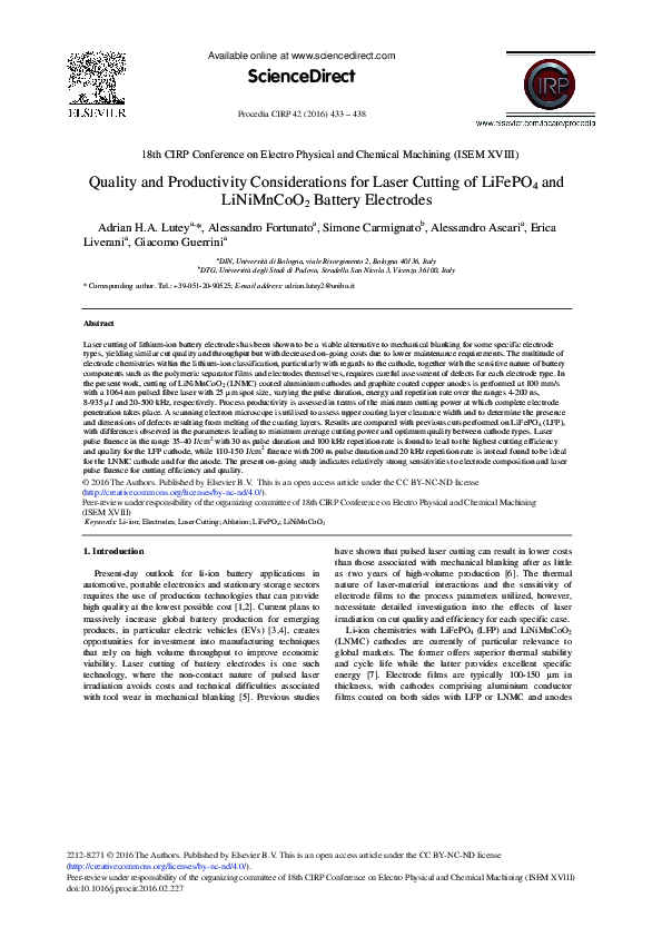 (PDF) Quality and Productivity Considerations for Laser Cutting of ...