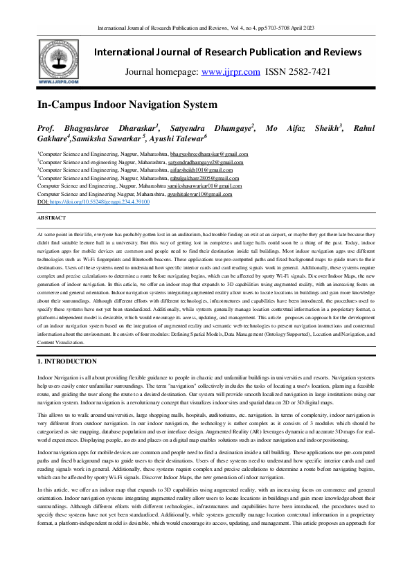 (PDF) In-Campus Indoor Navigation System