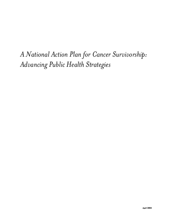 (PDF) A National Action Plan for Cancer Survivorship: Advancing Public ...