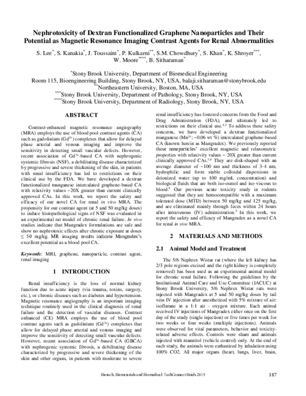 (PDF) Nephrotoxicity of Dextran Functionalized Graphene Nanoparticles ...