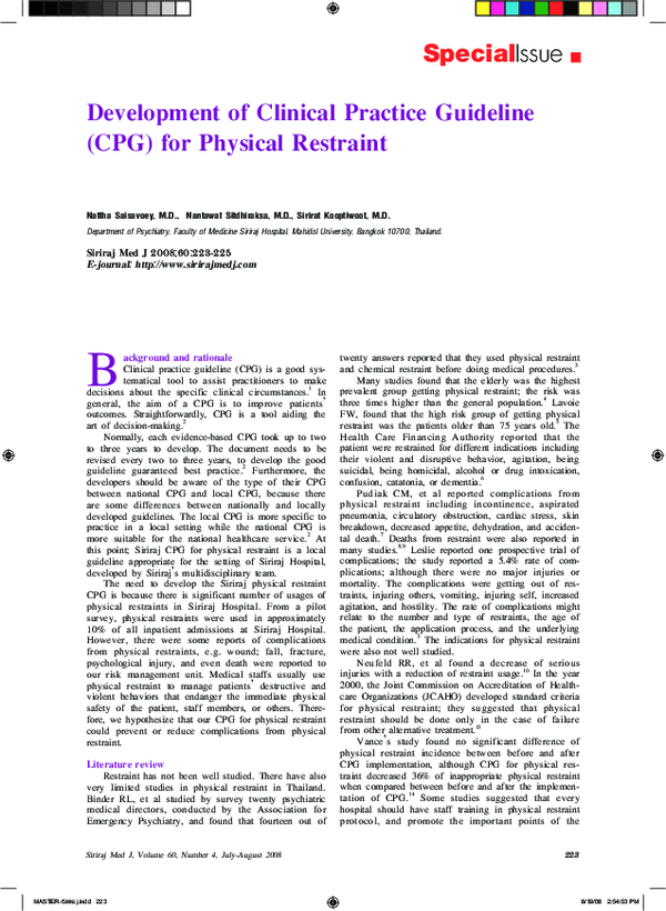 (PDF) Development of Clinical Practice Guideline (CPG) for Physical ...