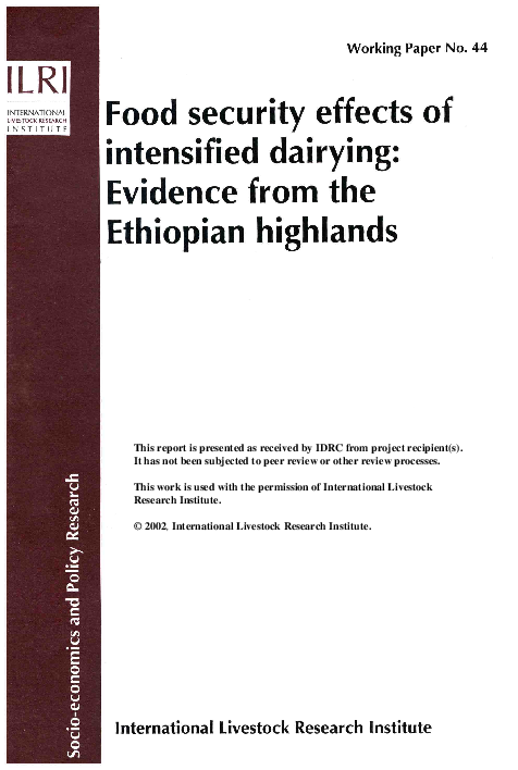 (PDF) Food security effects of intensified dairying in the Ethiopian ...