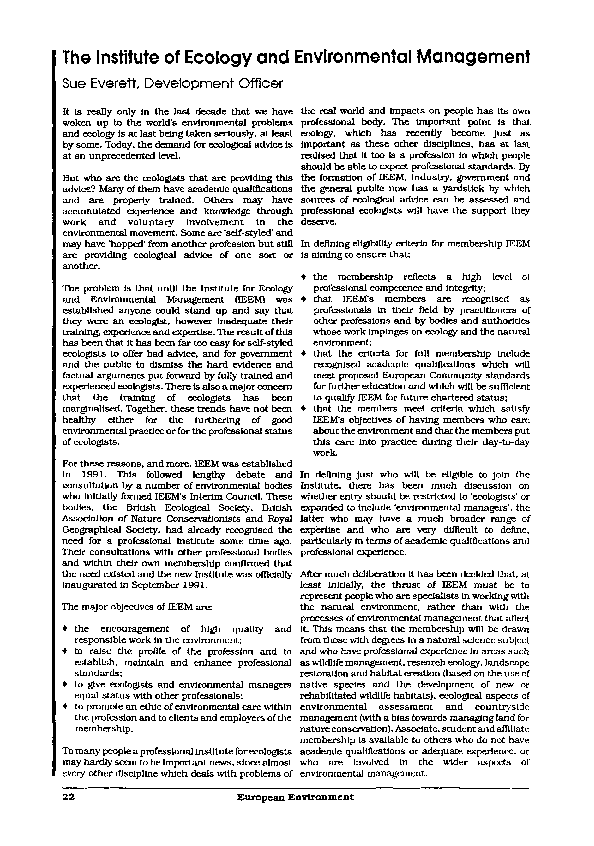 (PDF) The institute of ecology and environmental management