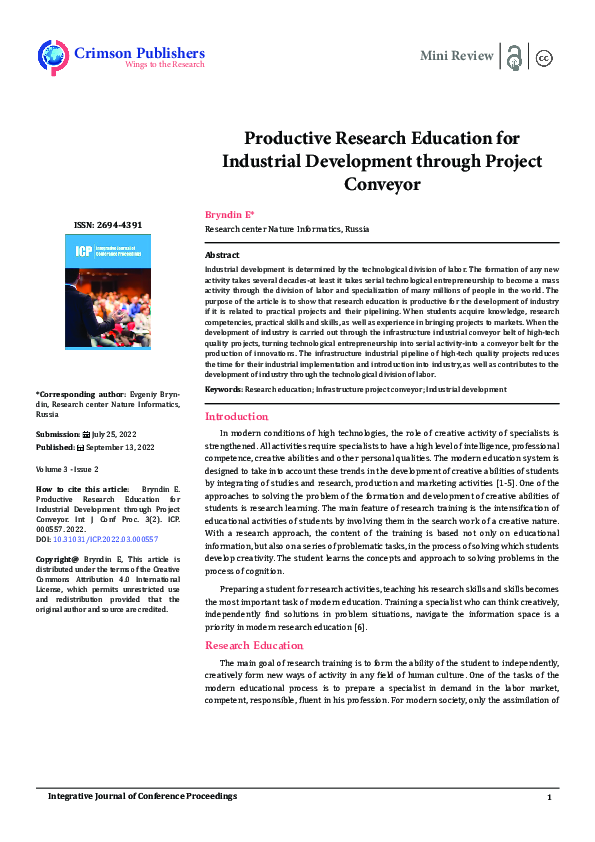 (PDF) Productive Research Education for Industrial Development through ...