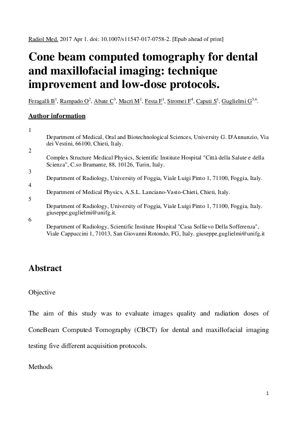 (PDF) Cone beam computed tomography for dental and maxillofacial ... (PDF) Cone beam computed tomography for dental and maxillofacial ...