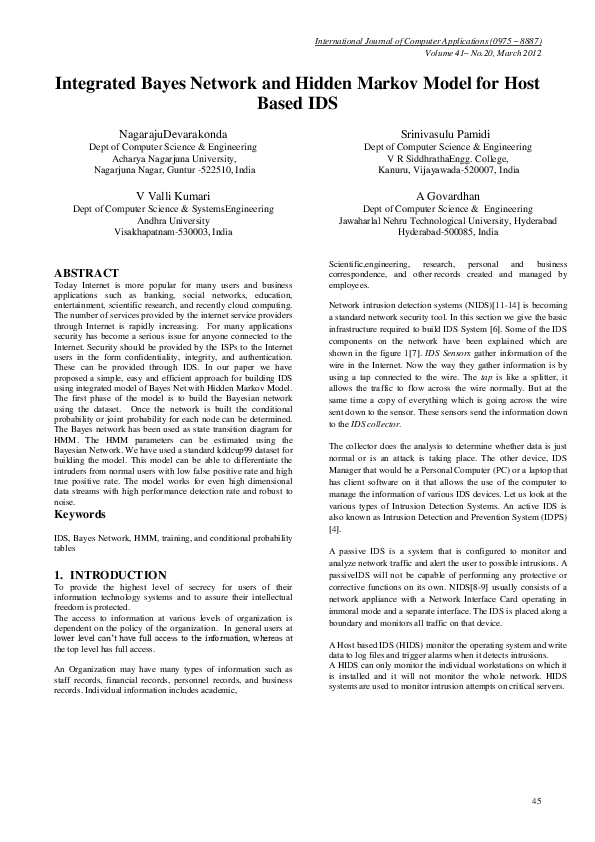 (PDF) Bayes-HMM Integration for Efficient Host-Based IDS