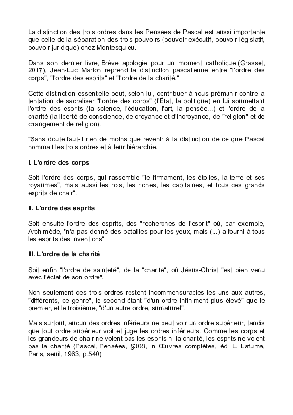 (PDF) Les trois ordres dans les Pensées de Pascal