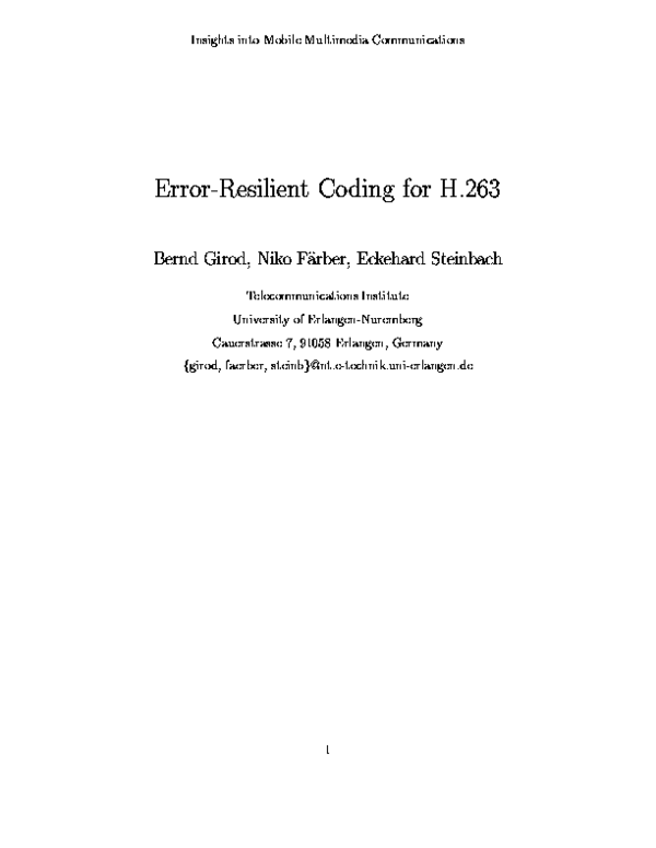 (PDF) Error-resilient Coding for H.263