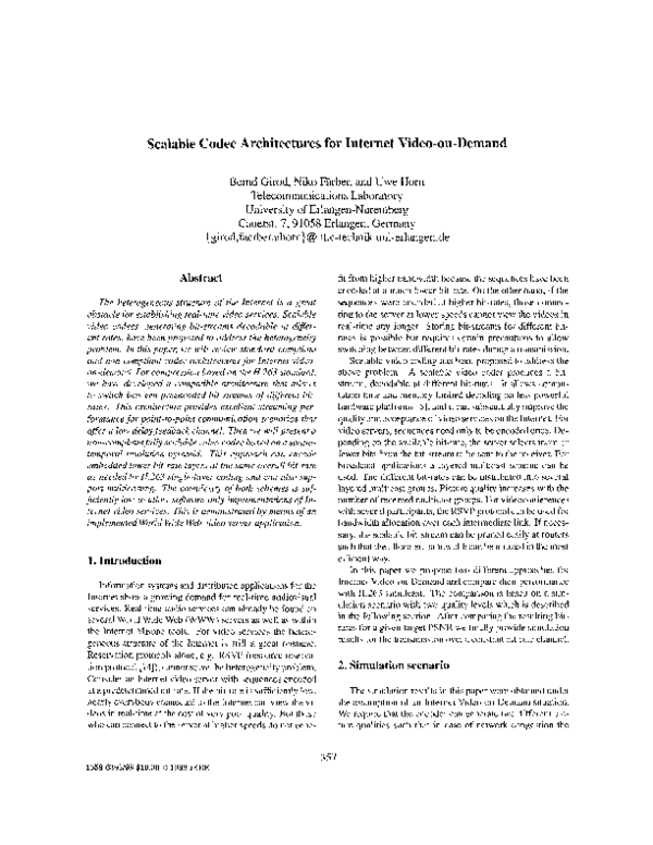 (PDF) Scalable codec architectures for Internet video-on-demand
