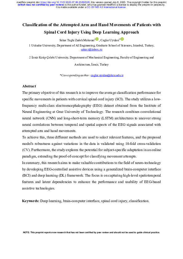 (PDF) Classification of the Attempted Arm and Hand Movements of Patients with Spinal Cord Injury ...