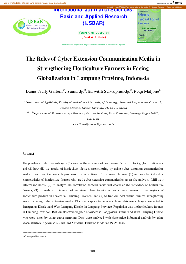 (PDF) The Roles of Cyber Extension Communication Media in Strengthening ...