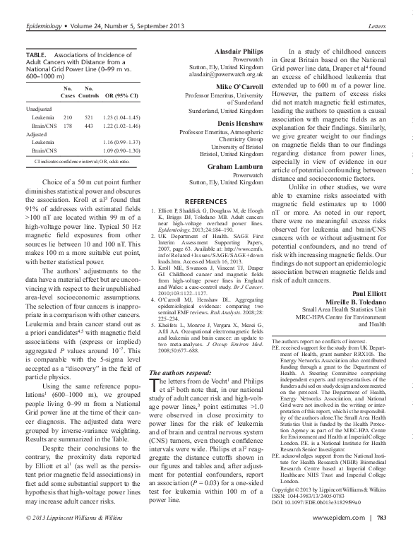 (PDF) Adult Cancers Near High-voltage Power Lines