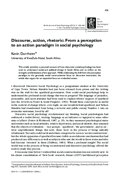 (PDF) Discourse, action, rhetoric: From a perception to an action ...