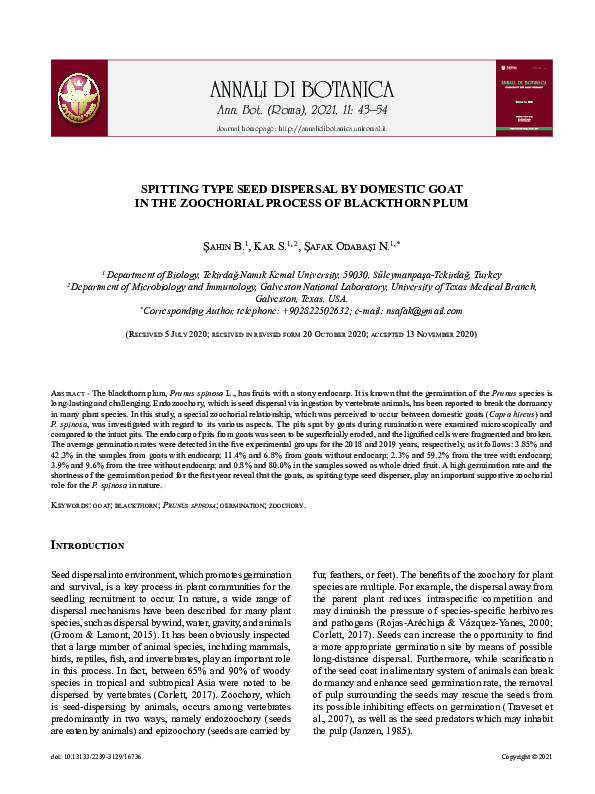 (PDF) Spitting Type Seed Dispersal by Domestic Goat in the Zoochorial ...