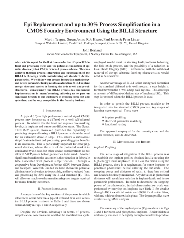 (PDF) Epi replacement and up to 30% process simplification in a CMOS ...