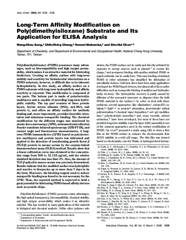 (PDF) Long-Term Affinity Modification on Poly(dimethylsiloxane ...