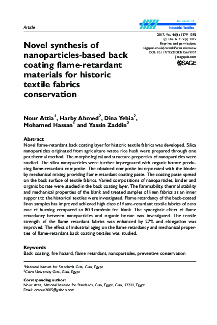 (PDF) Novel synthesis of nanoparticles-based back coating flame ...