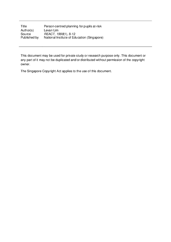 (PDF) Person-centred planning for pupils at-risk