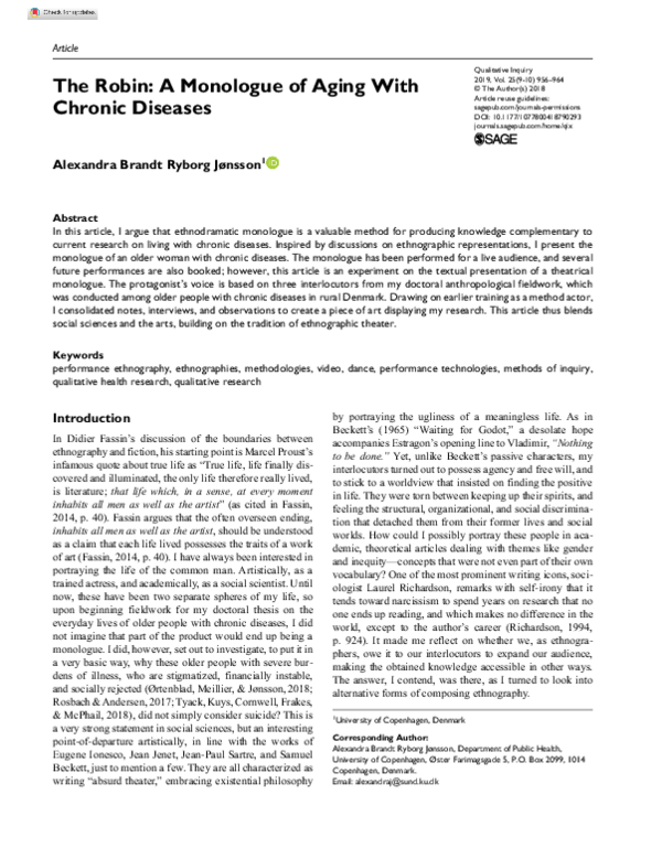 (PDF) The Robin: A Monologue of Aging With Chronic Diseases