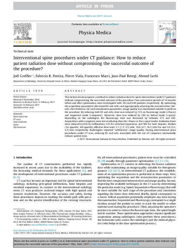 (PDF) Interventional spine procedures under CT guidance: How to reduce ...