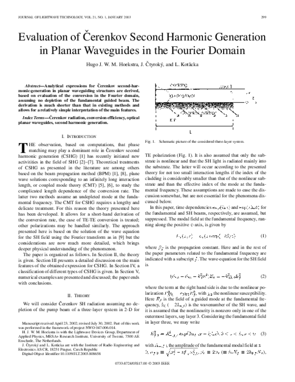 (PDF) Evaluation of cerenkov second harmonic generation in planar waveguides in the fourier domain