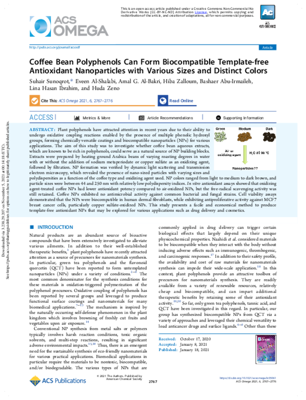 (PDF) Coffee Bean Polyphenols Can Form Biocompatible Template-free ...