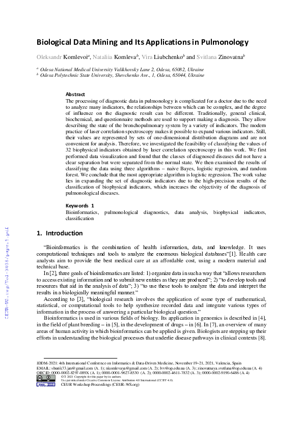 (PDF) Biological Data Mining and Its Applications in Pulmonology