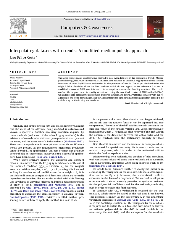 Pdf Interpolating Datasets With Trends A Modified Median Polish Approach João Batista Sena 