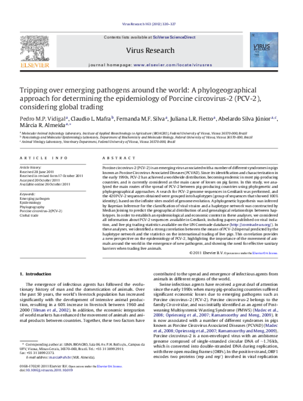 (PDF) Tripping over emerging pathogens around the world: A phylogeographical approach for ...