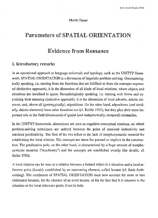 (PDF) Parameters of spatial orientation : evidence from Romance