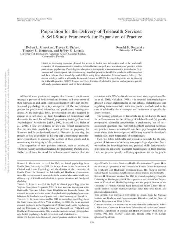 (PDF) Preparation for the delivery of telehealth services: A self-study ...