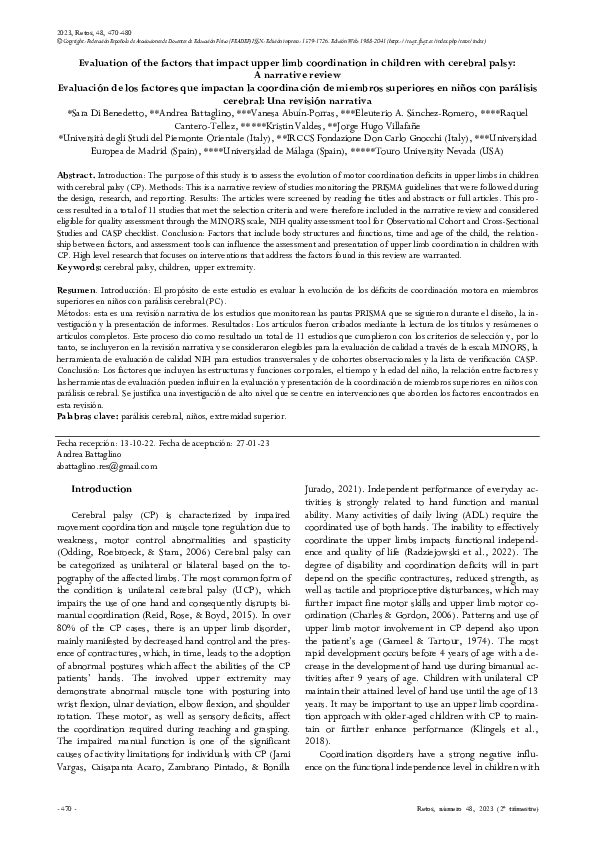 Pdf Evaluation Of The Factors That Impact Upper Limb Coordination In