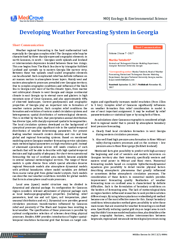 (PDF) Developing Weather Forecasting System in Georgia