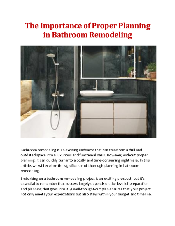 (PDF) The Importance of Proper Planning in Bathroom Remodeling