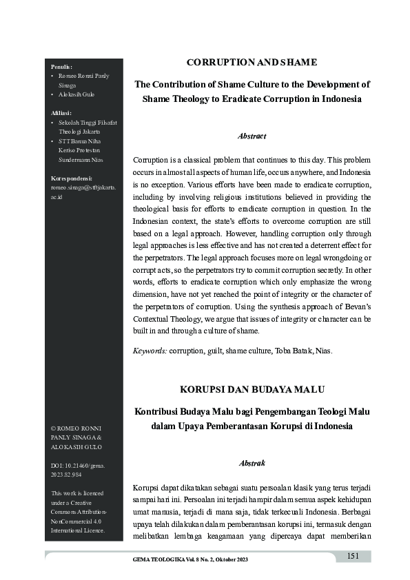 (PDF) CORRUPTION AND SHAME: The Contribution of Shame Culture to the ...